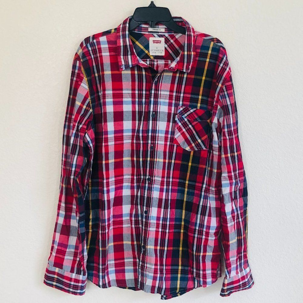 Levi's Vintage Xl Mens Western Cowboy Plaid Long S - Gem